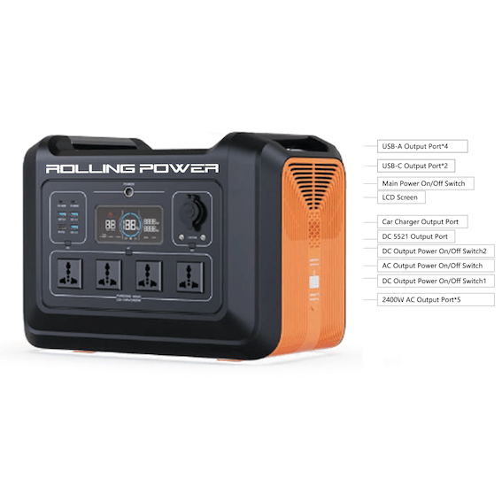 Rolling Power – RP2400W Portable Power Station with 2232Wh LiFePO4 ...